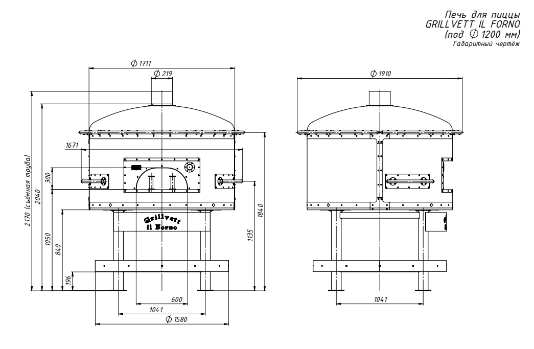 Пицца-печь дровяная GRILLVETT IL FORNO 1200 на подставке (грил007 ...